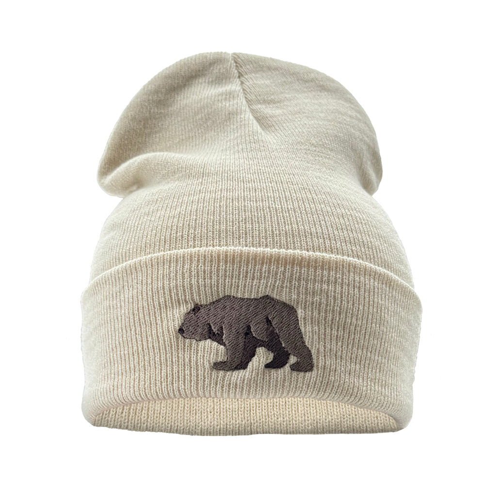 'The Brown Bear' Unisex Embroidered Knit Hat – Leather-Moccasins