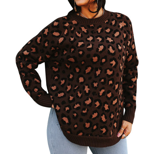 Women's Long-Sleeve Crewneck Knitted Round Hem Side-Button Sweater ...