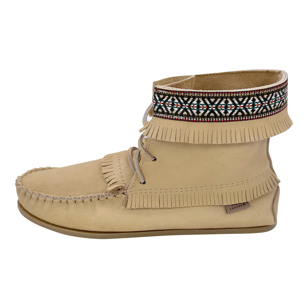 Men's Genuine Moose Hide Leather Concho Style Fringed Moccasin Boots ...