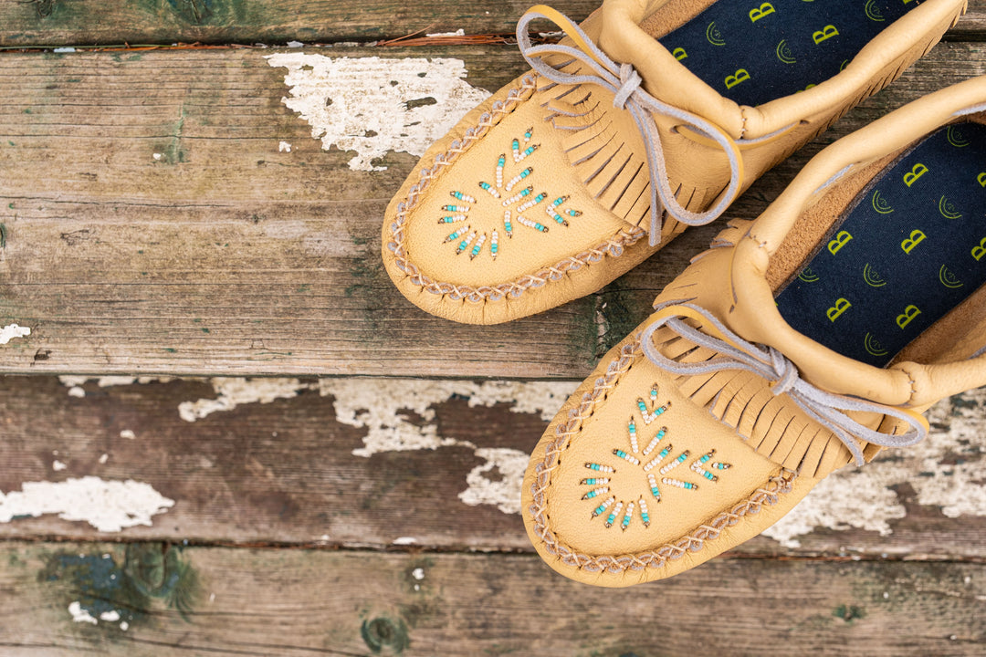 Womens Real Genuine Moose Hide Leather Short Ankle High Moccasin Shoes ...