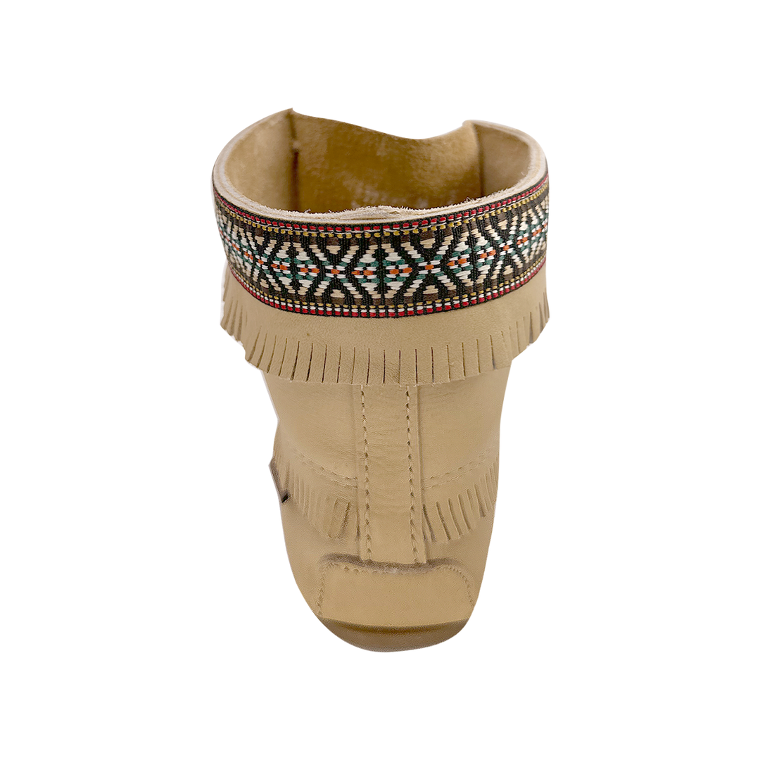 Men's Genuine Moose Hide Leather Concho Style Fringed Moccasin Boots ...