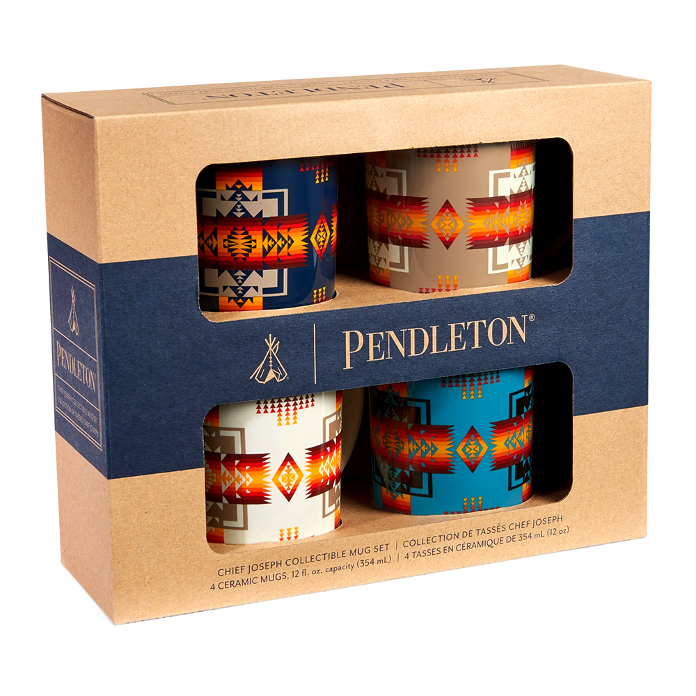 Pendleton Arrowheads Chief Joseph Multi Ceramic 12 oz Mug Set of 4 – Leather-Moccasins