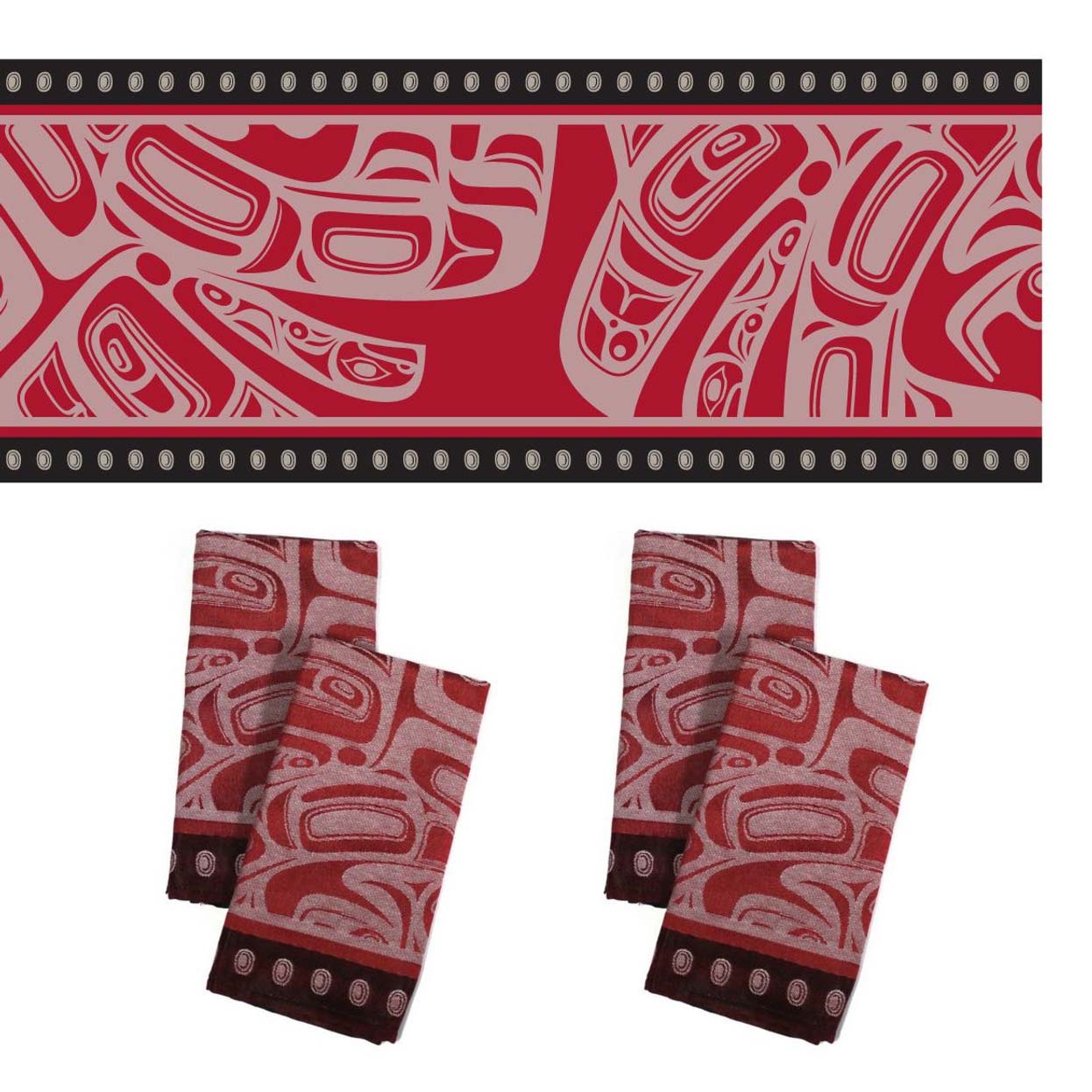 Indigenous Art Dinning Set Table Runner & Set of 4 Cloth Napkins ...