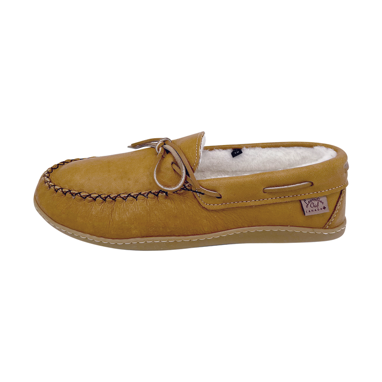 Men's Sheepskin Lined Genuine Leather Hard Rubber Sole Moccasin Shoes ...