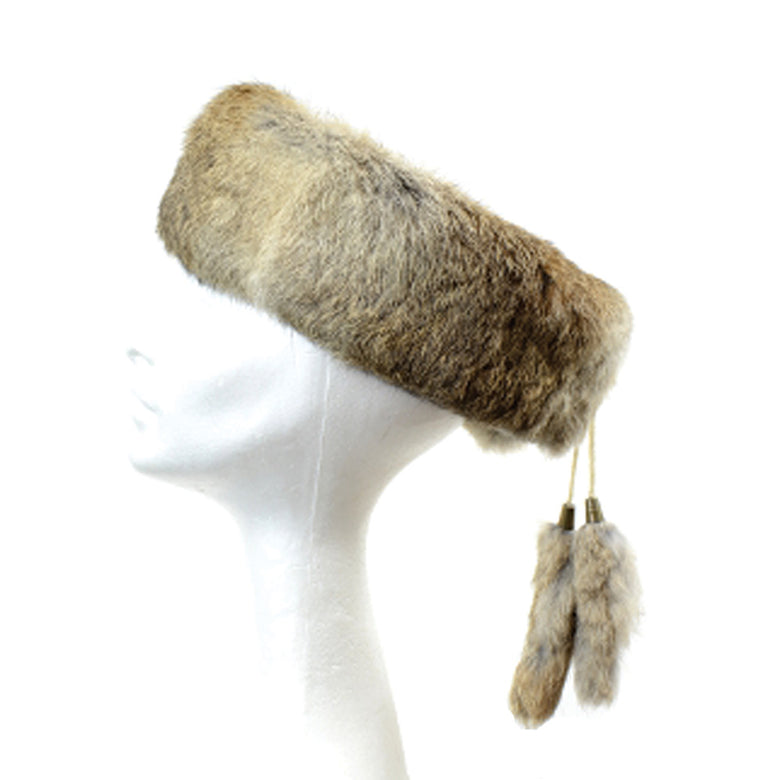 Women's Crown Cap Grey & Black Real Rabbit Fur Winter Headband ...