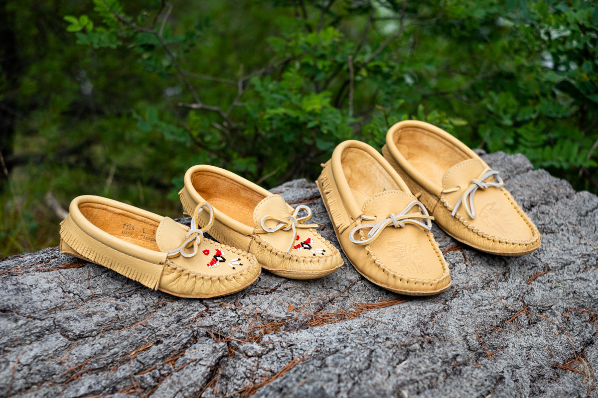 Women's Soft Sole Genuine Moosehide Leather Beaded Moccasin Slippers ...