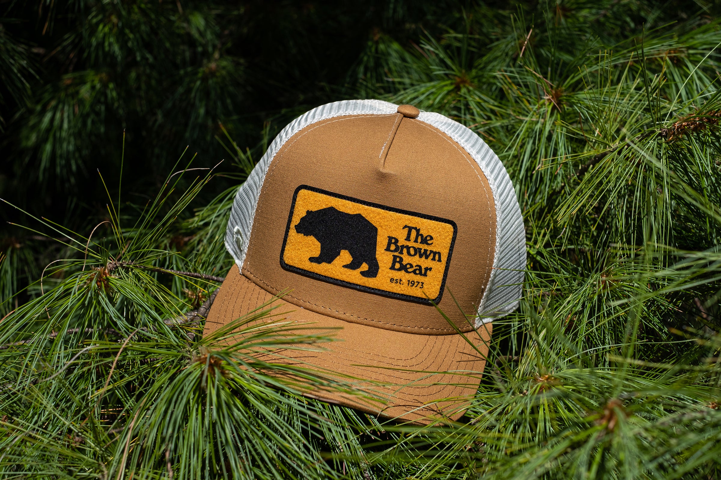 'The Brown Bear' Merch High Crown Trucker Hat with Woven Label ...