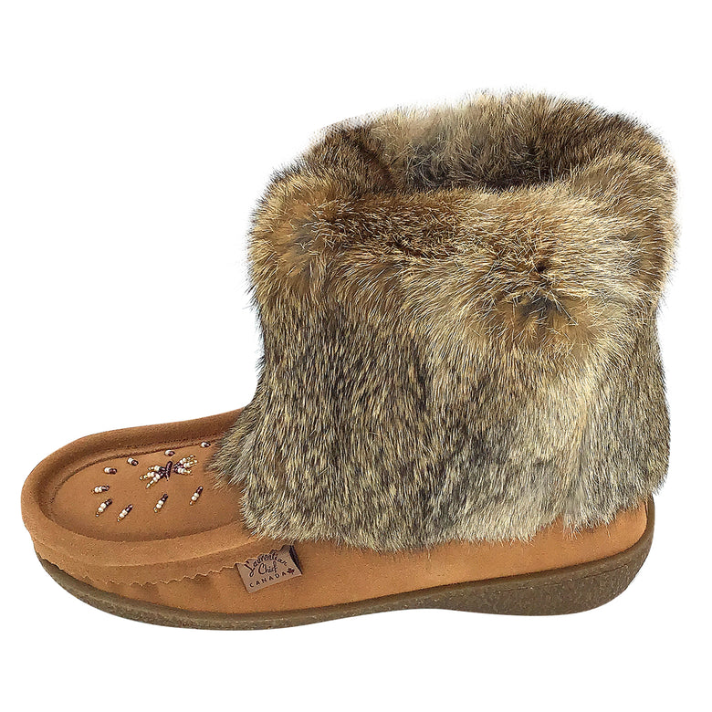 Women's Laurentian Chief Short Suede Rabbit Fur Mukluk Winter Boots ...