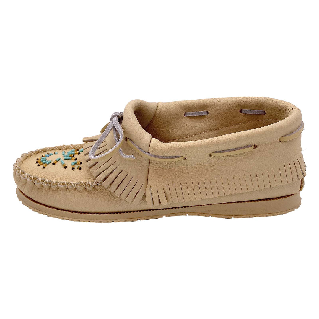 Womens Real Genuine Moose Hide Leather Short Ankle High Moccasin Shoes ...