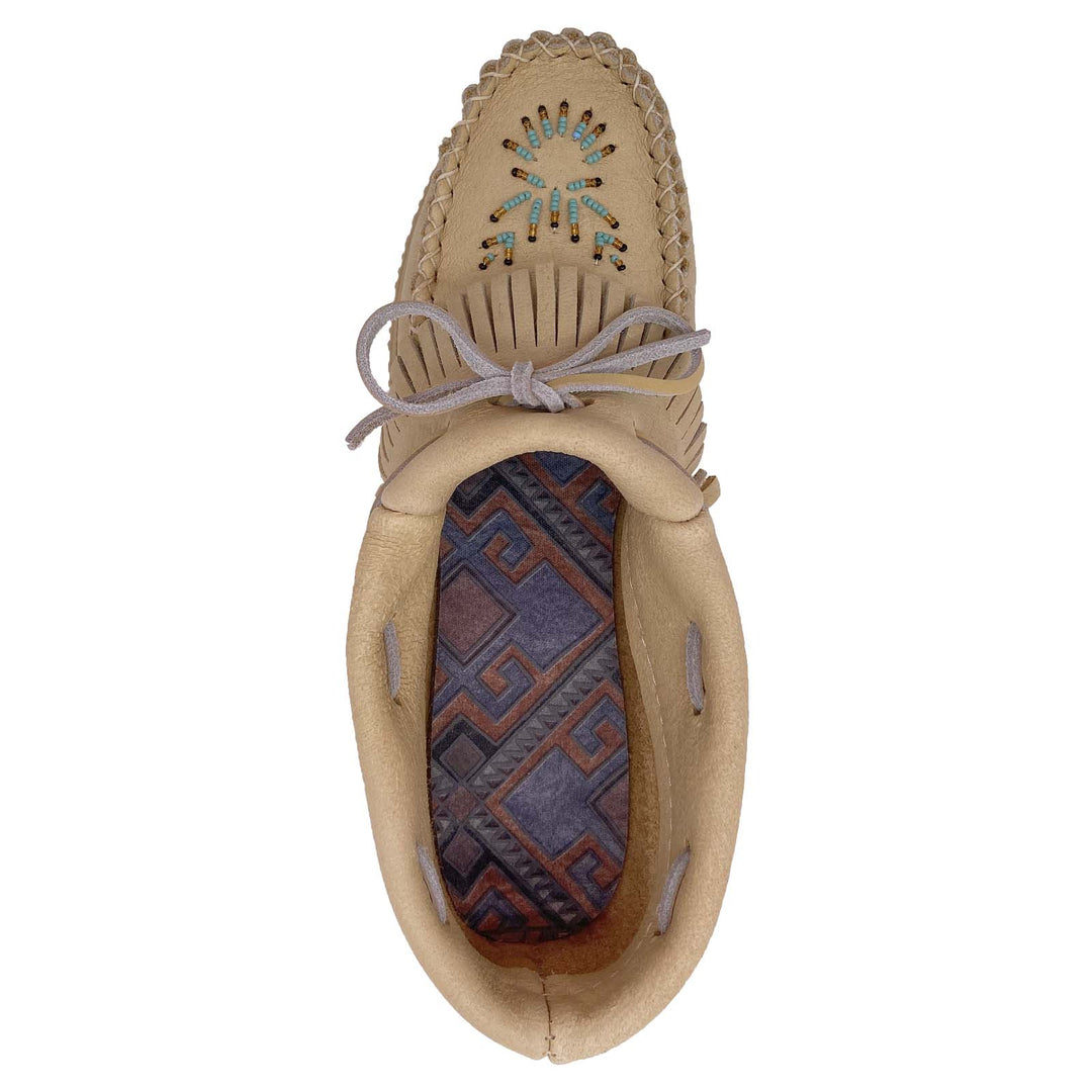 Womens Real Genuine Moose Hide Leather Short Ankle High Moccasin Shoes ...