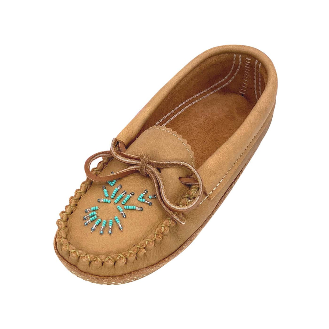 Women's Soft Sole Genuine Moose Hide Leather Beaded Moccasin Slippers ...