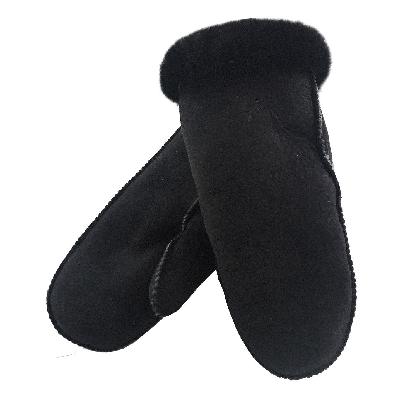Women's Black Warm & Plush Real Genuine Sheepskin Insulated Mittens ...