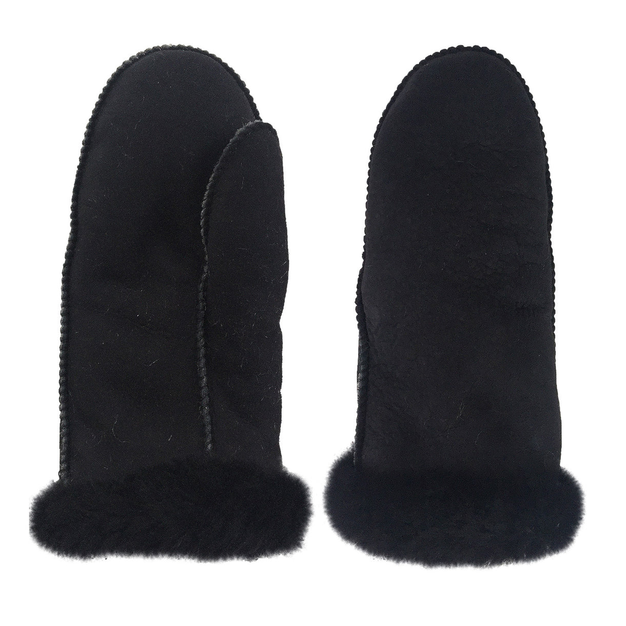 Women's Black Warm & Plush Real Genuine Sheepskin Insulated Mittens ...