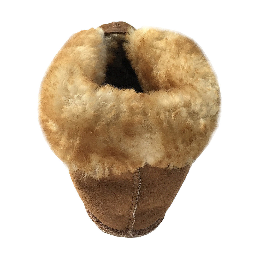 Men's 100% Real Sheepskin Cabin Slippers with Velcro Straps & Collar ...