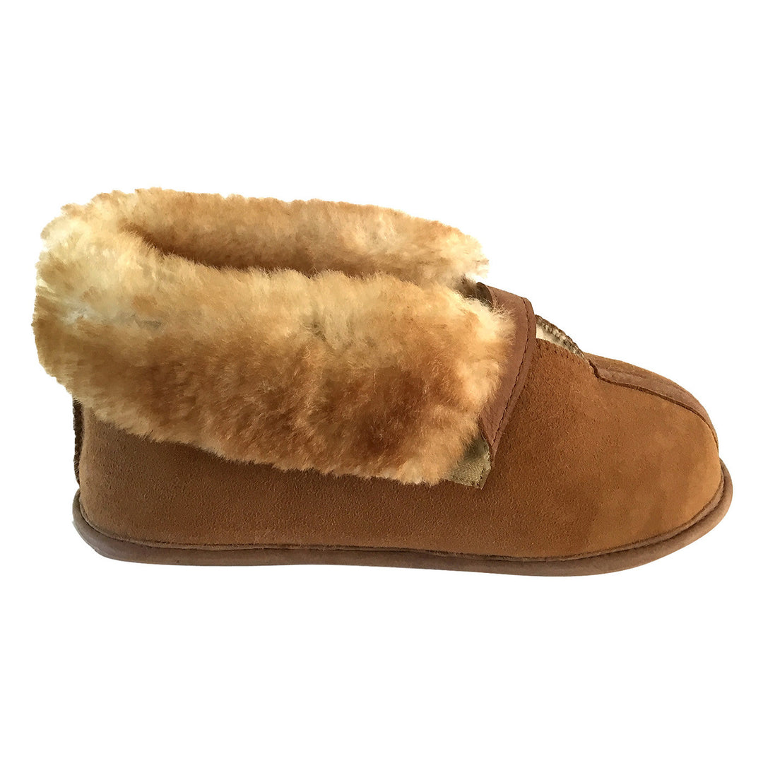 Women's 100% Real Sheepskin Cabin Slippers with Velcro Straps & Collar ...