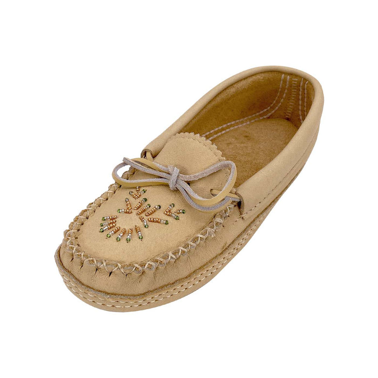 Women's Soft Sole Genuine Moose Hide Leather Beaded Moccasin Slippers ...