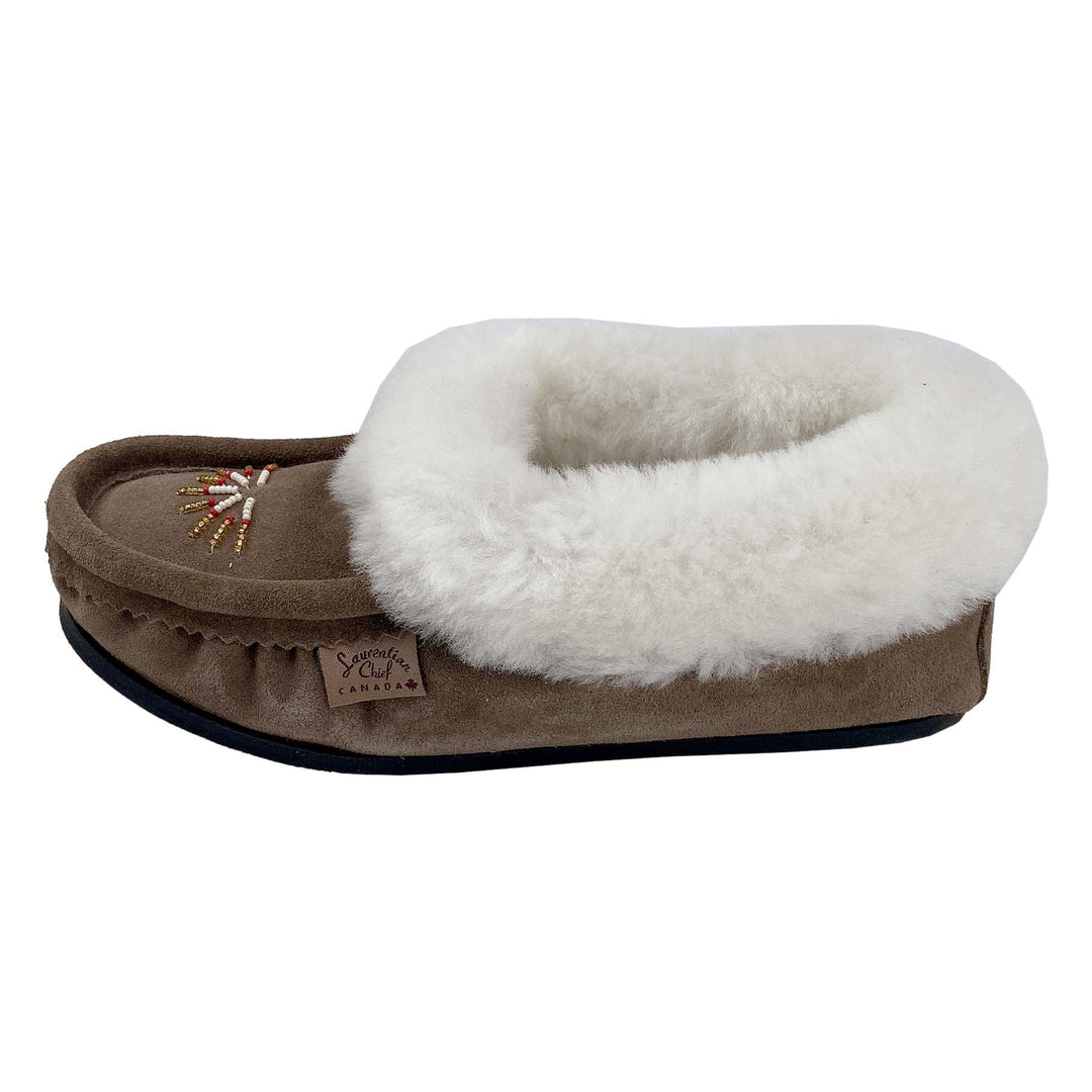 Buy Women's Hard Crepe Sole Sheepskin Moccasin Slippers Made In Canada ...