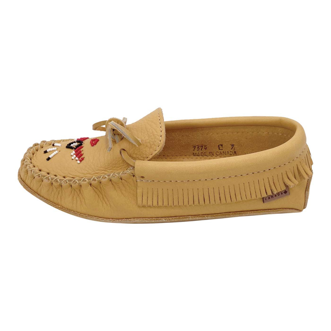 Women's Soft Sole Genuine Moosehide Leather Beaded Moccasin Slippers ...