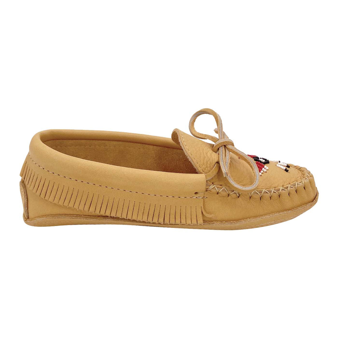 Women's Soft Sole Genuine Moosehide Leather Beaded Moccasin Slippers ...