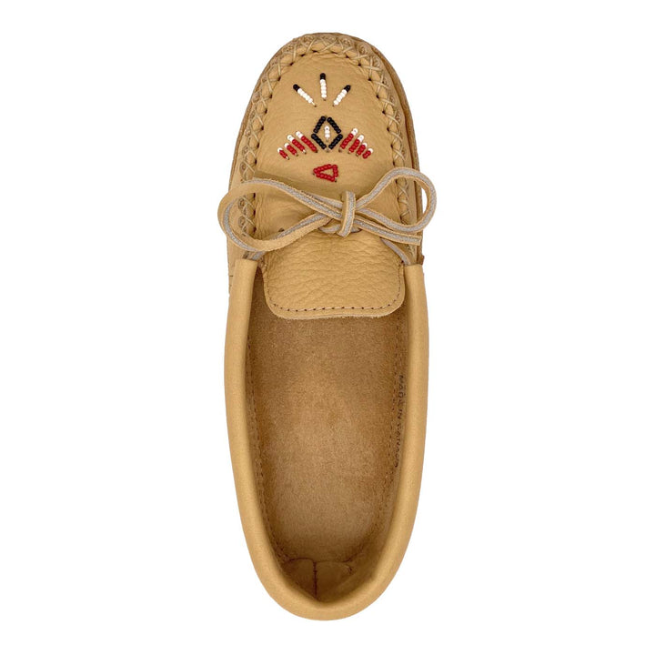 Women's Soft Sole Genuine Moosehide Leather Beaded Moccasin Slippers ...